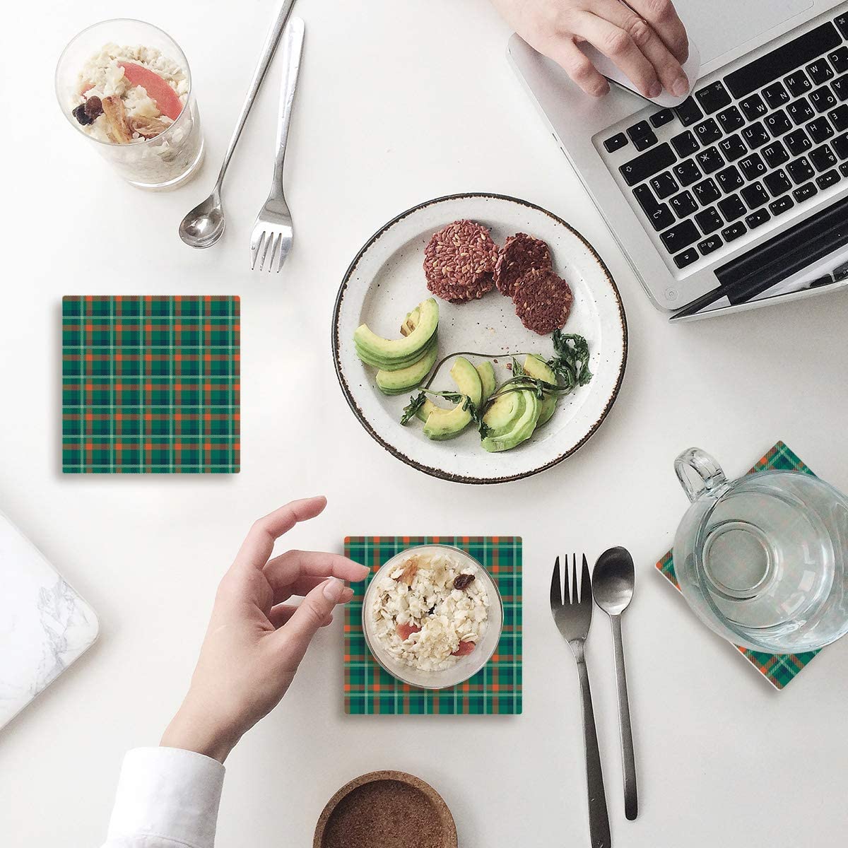 ZHANZZK Rustic Green Buffalo Check Plaid Marry Christmas Set of 4 ...