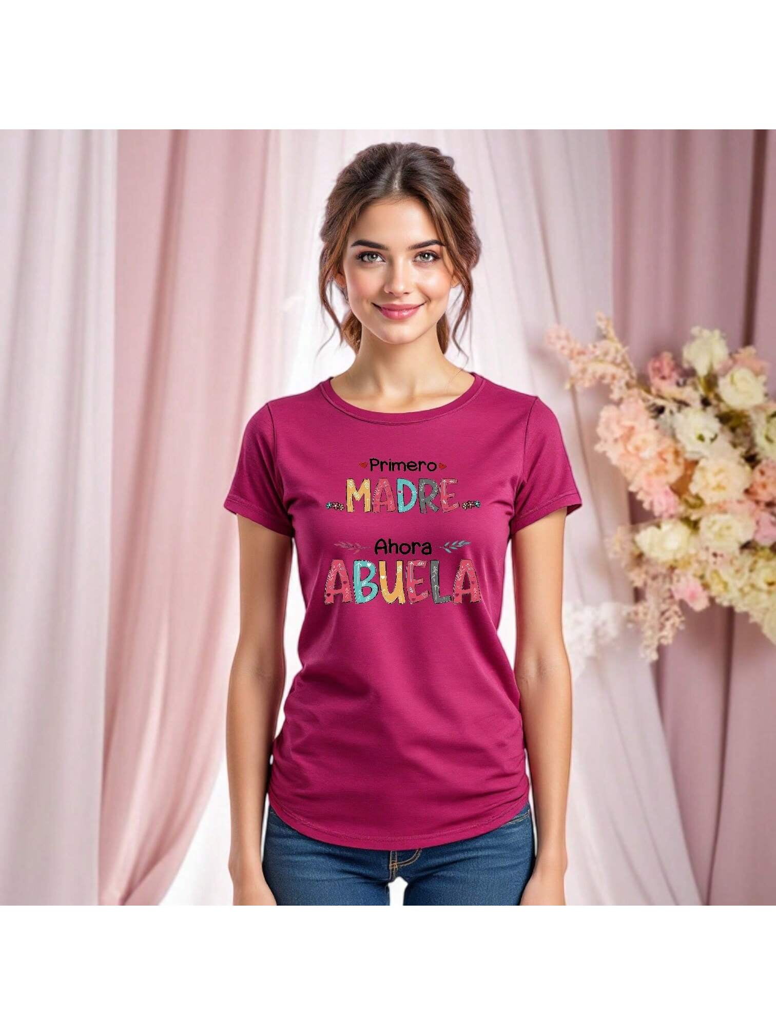 Playera De Primero Madre, Ahora Abuela – Regalo con Amor para Súper Abuelas Color Rosa Dorado ...