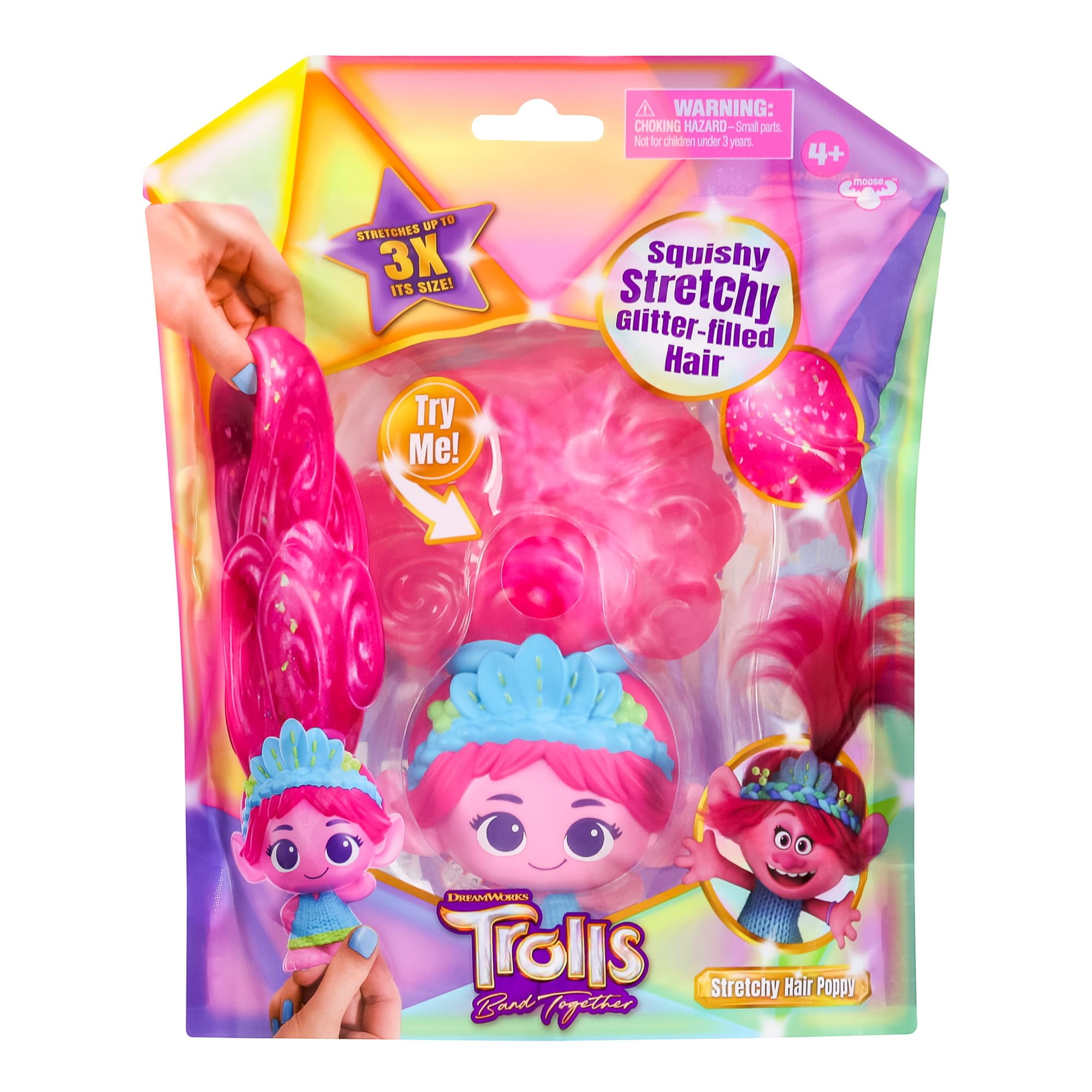 DreamWorks Trolls Band Together Squishy, Stretchy Glitter-Filled Hair ...