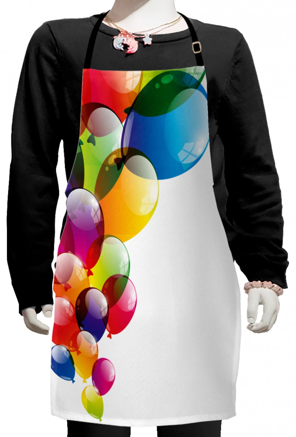 Birthday Kids Apron, Celebration Colorful Balloons with Reflections ...