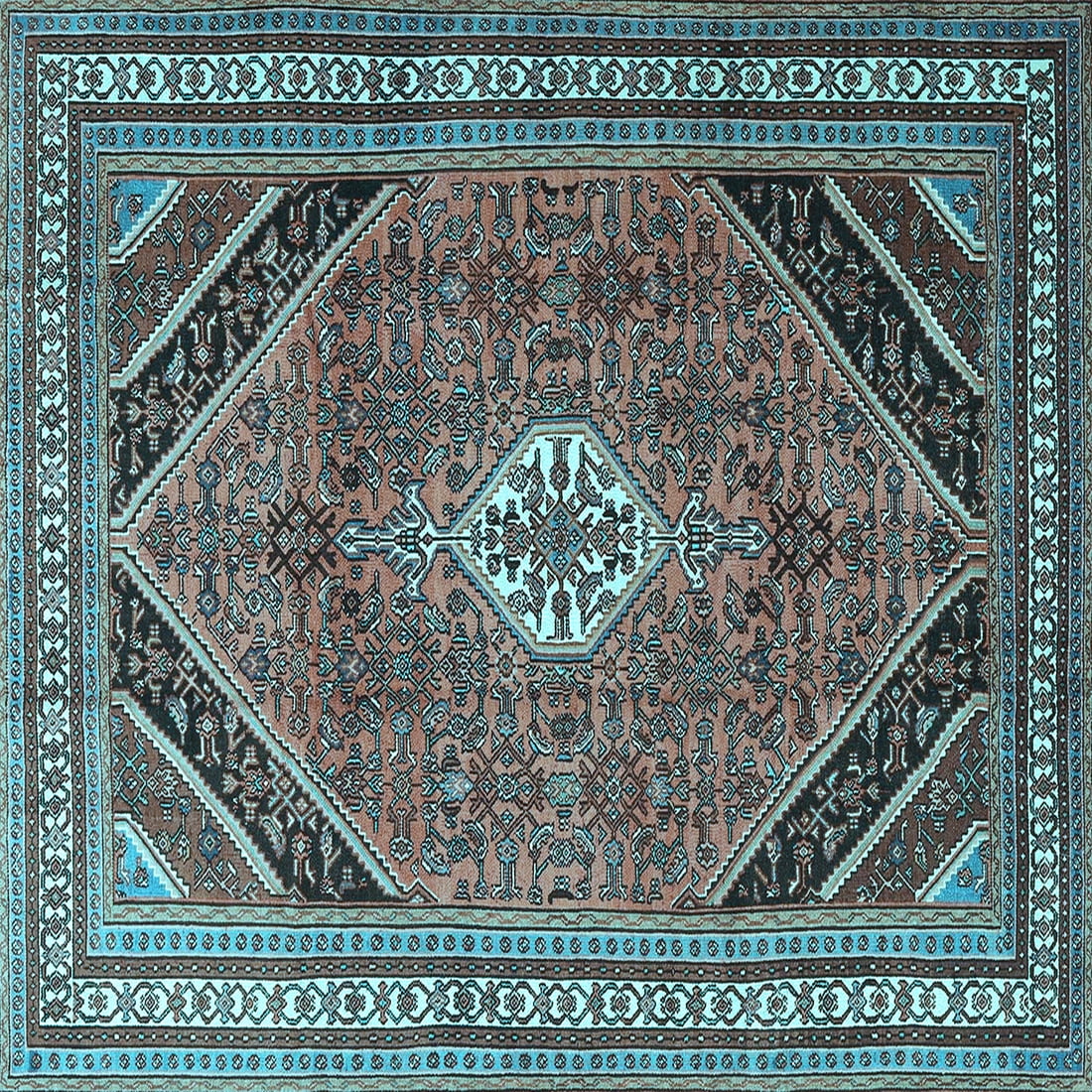 Ahgly Company Indoor Square Persian Light Blue Traditional Area Rugs, 6 ...