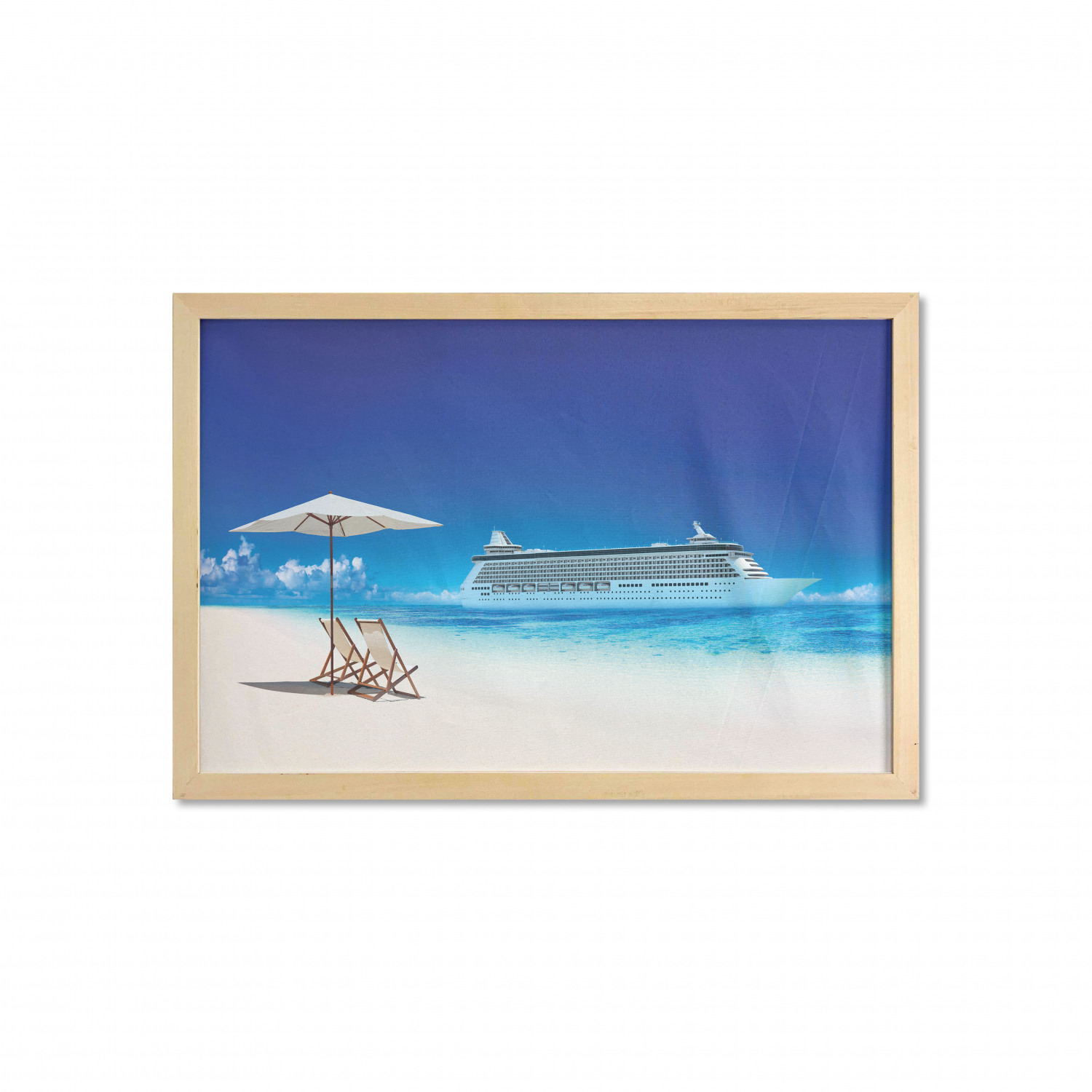 Seaside Wall Art with Frame, Summer Beach Cruise Boat Trip Tourism ...