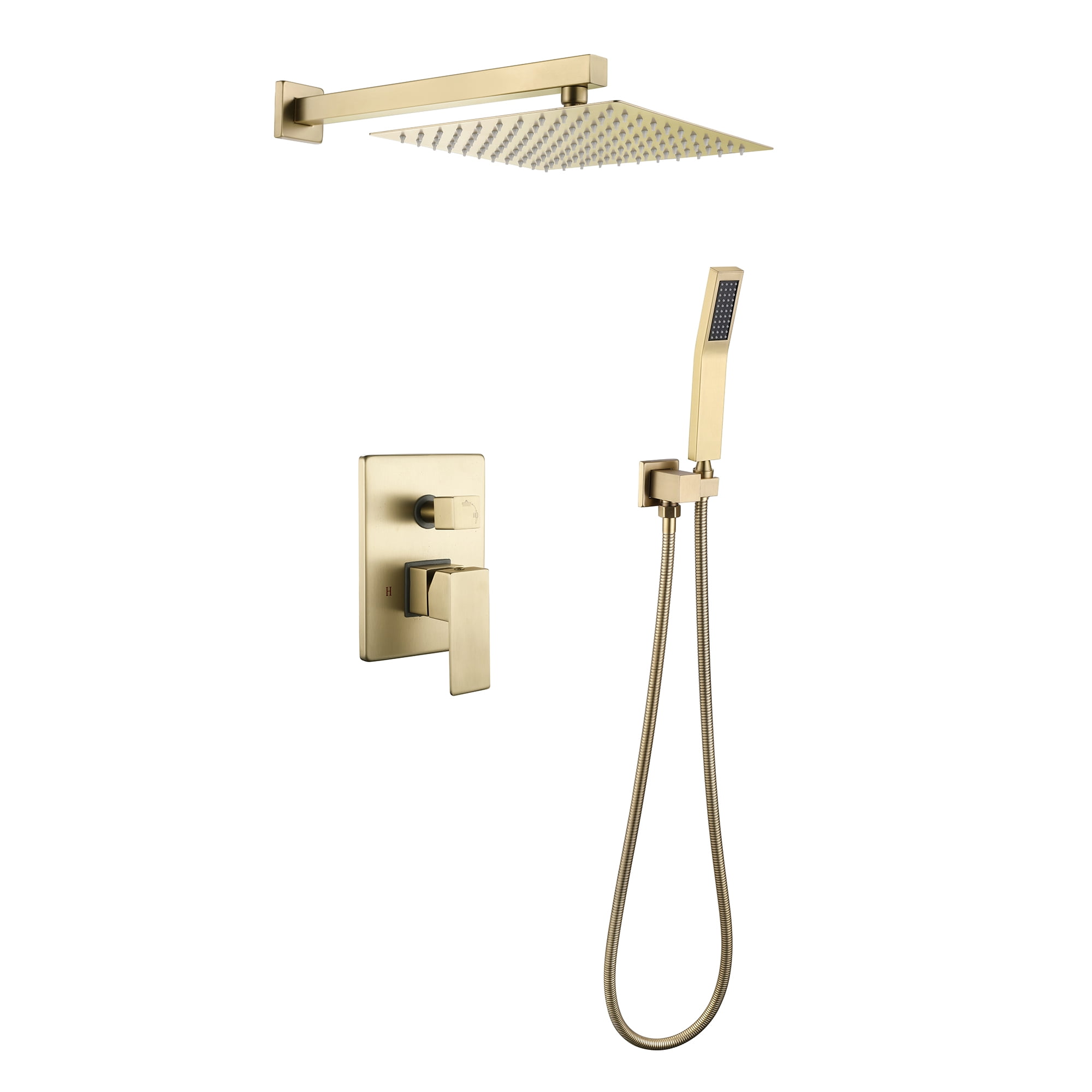 2-Spray Patterns Shower 10 in. Wall Mounted Square Dual Shower Heads ...