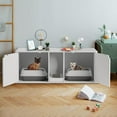 NARTRU Extra Large Decorative Wooden Double Cat Litter Box Enclosure ...