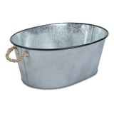 Cheungs Large Oval Galvanized Metal Bucket With Rope Handle And Black ...