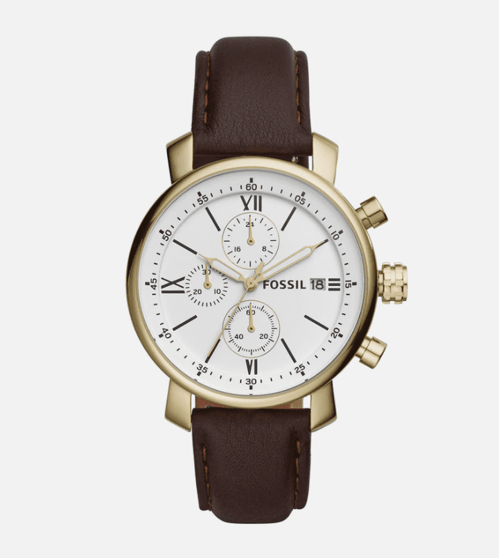 Fossil Men's BQ1009 Brown Leather Strap White Dial Chronograph Watch ...