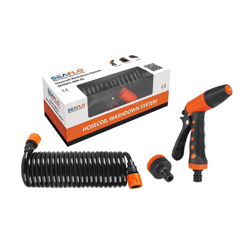Seaflo 20' Hosecoil Washdown System for RV, Boat, Garden (Connects to ...
