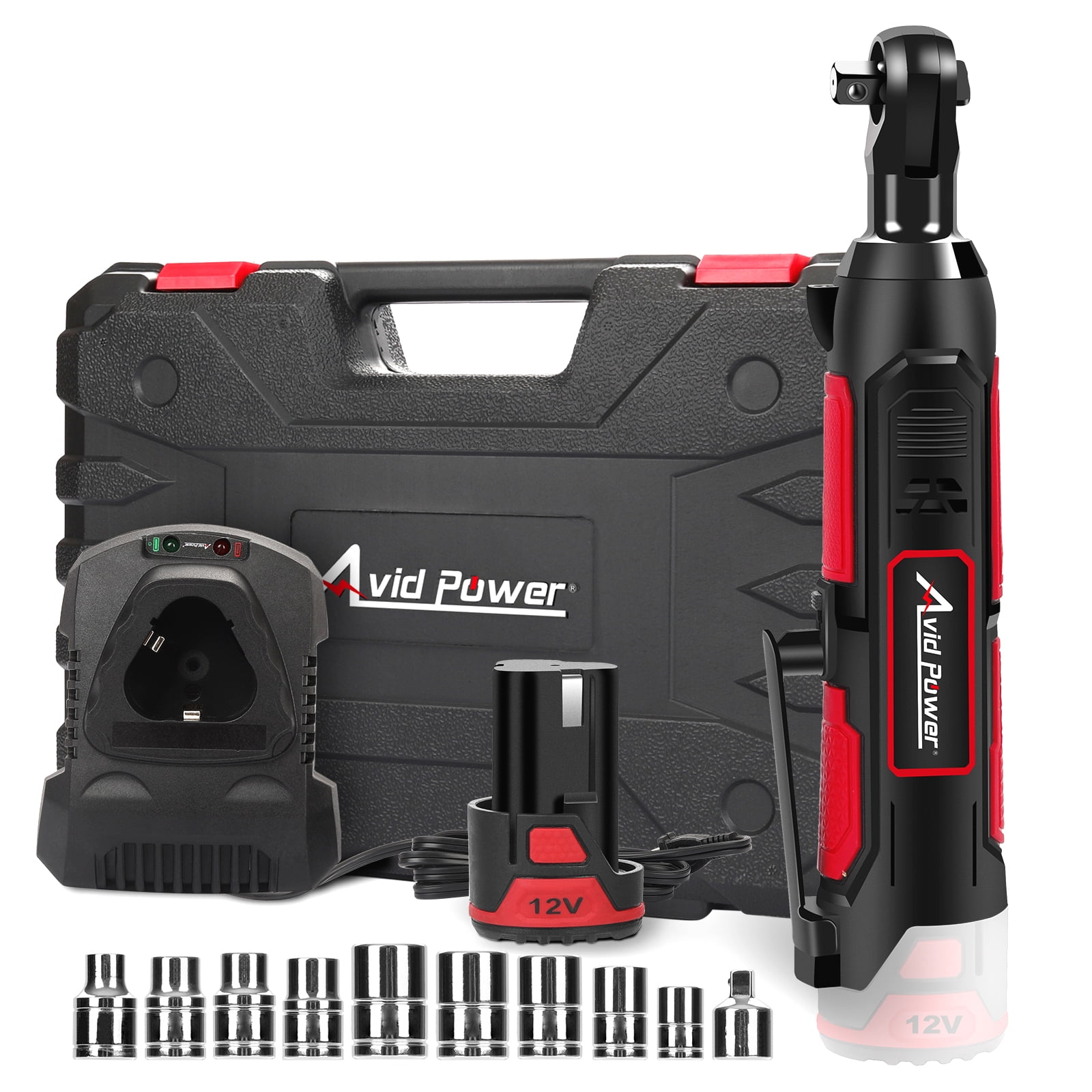 AVID POWER 3/8" Cordless Electric Ratchet Wrench Set, 50N.m(37 Ft-lbs ...