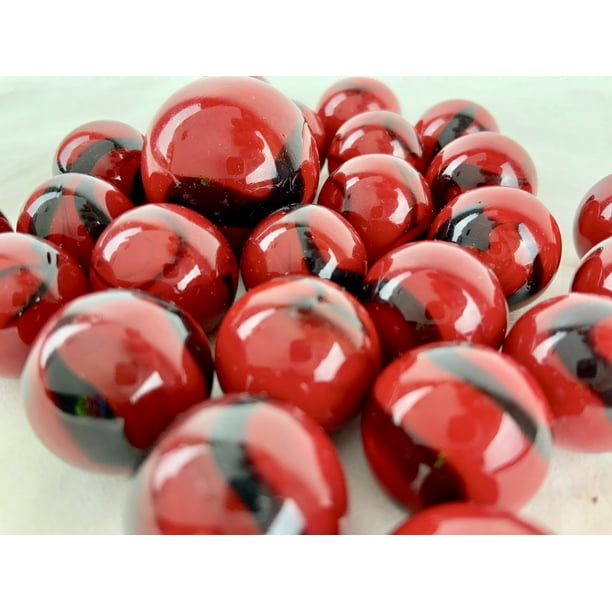 25 Glass Marbles Ladybug Red Toy Game Pack (24 Player, 1 Shooter ...