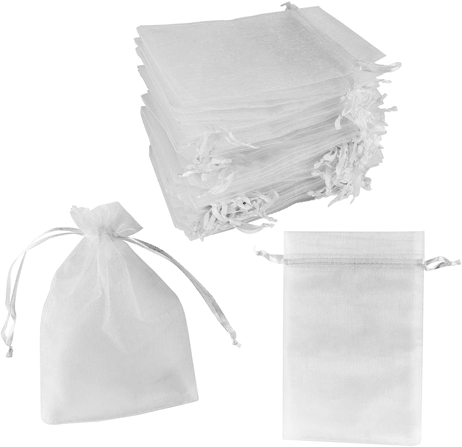 100 Pack 5x7 Inch Mini Sheer Drawstring Organza Transparent Bags ...