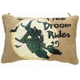 Happy Halloween Free Broom Rides Witch Cat Burlap Mini Pillows Set Of 2 ...