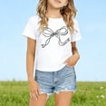 CAIVO Girls T-Shirts Short Sleeve Tops With Bow Print Design Casual ...