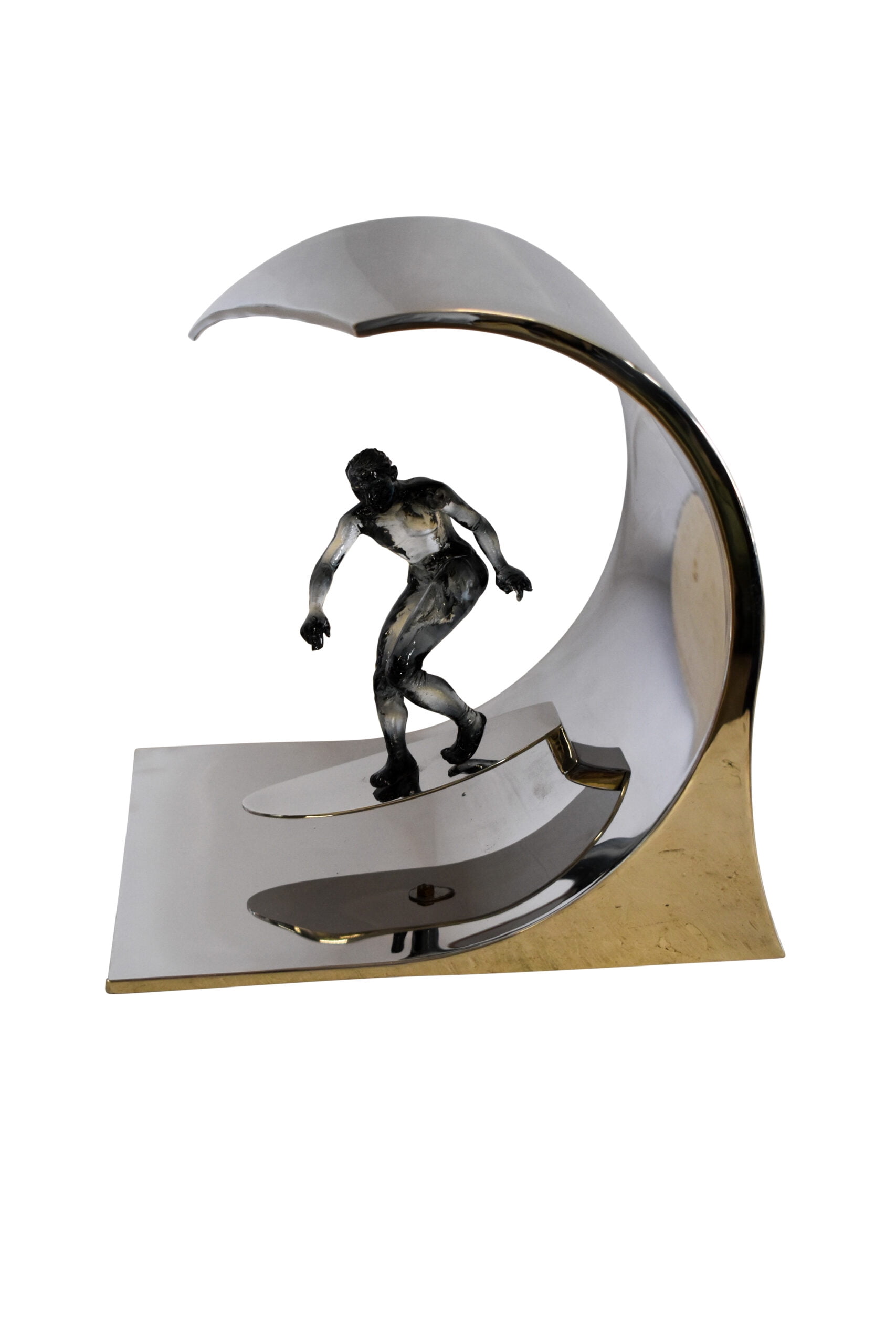 Modern Unique Stainless Steel Ocean Wave Surfer Statue 10" x 9" x 11"H ...