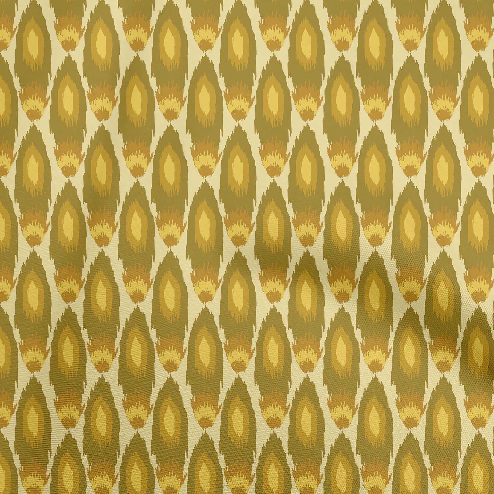 oneOone Silk Tabby Dark Mustard Fabric Ikat Sewing Material Print ...