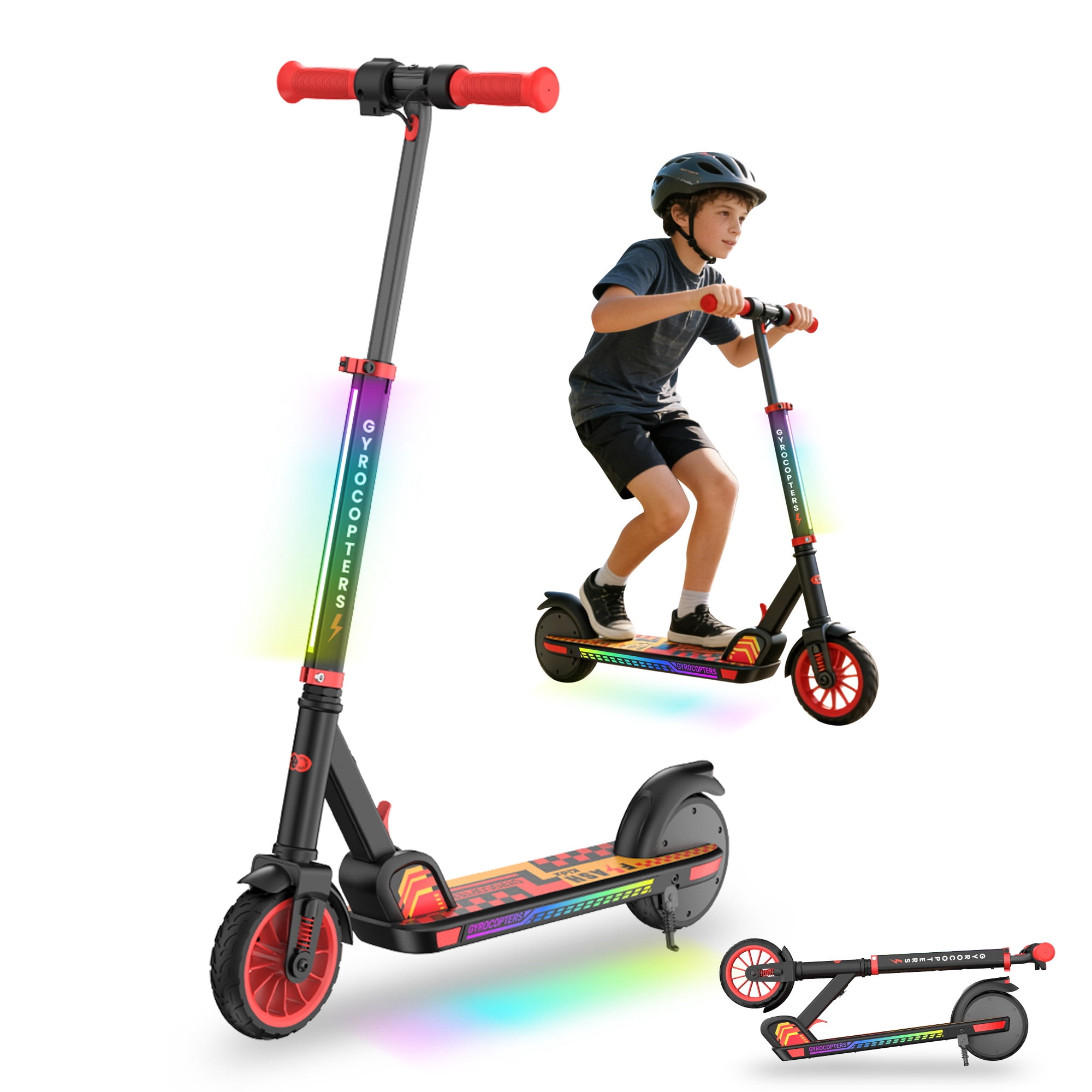 Gyrocopters Flash Kidz Electric Scooter For Kids 6+ (Red) Ul2272 Certified Dual Electric + Foot Brake 6.5 Solid Tires Up To 11 Km Range Lig