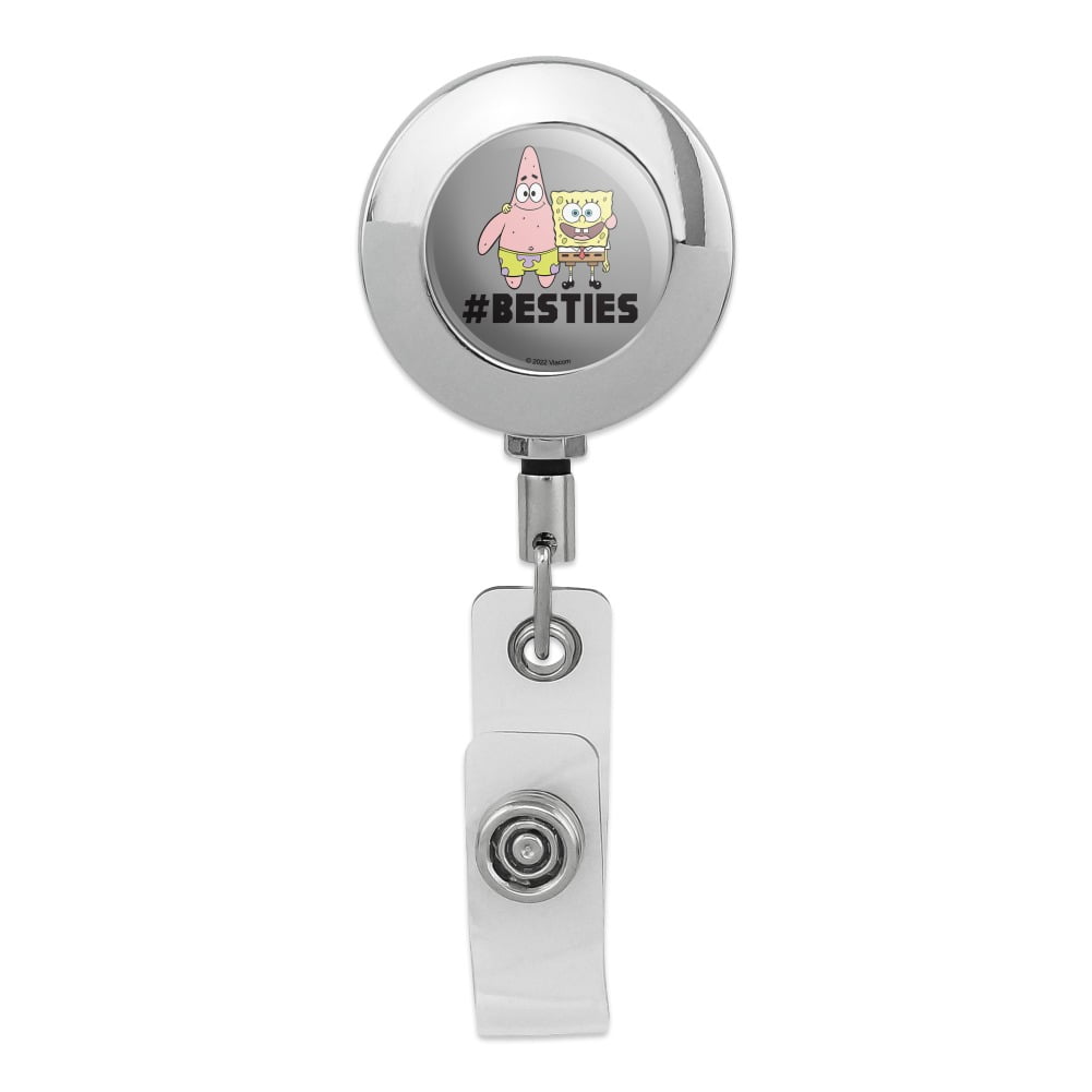 SpongeBob Besties Retractable Reel Premium Metal Chrome Badge ID Card ...
