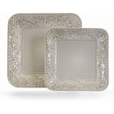 Elama Ivory Lotus 16 Pieces Square Dinnerware Set - Walmart.com