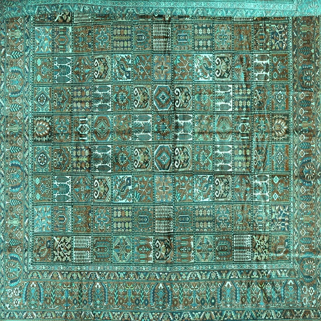 Ahgly Company Machine Washable Indoor Square Persian Turquoise Blue ...