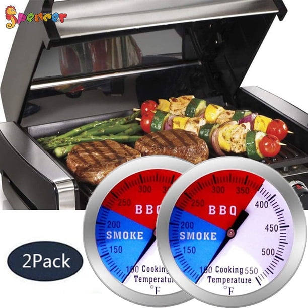 Spencer 2Pack BBQ Temperature Thermometer Gauge Barbecue Charcoal Grill ...
