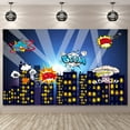 7×5FT Superhero Theme Backdrop Night Scene Comics Style Building ...