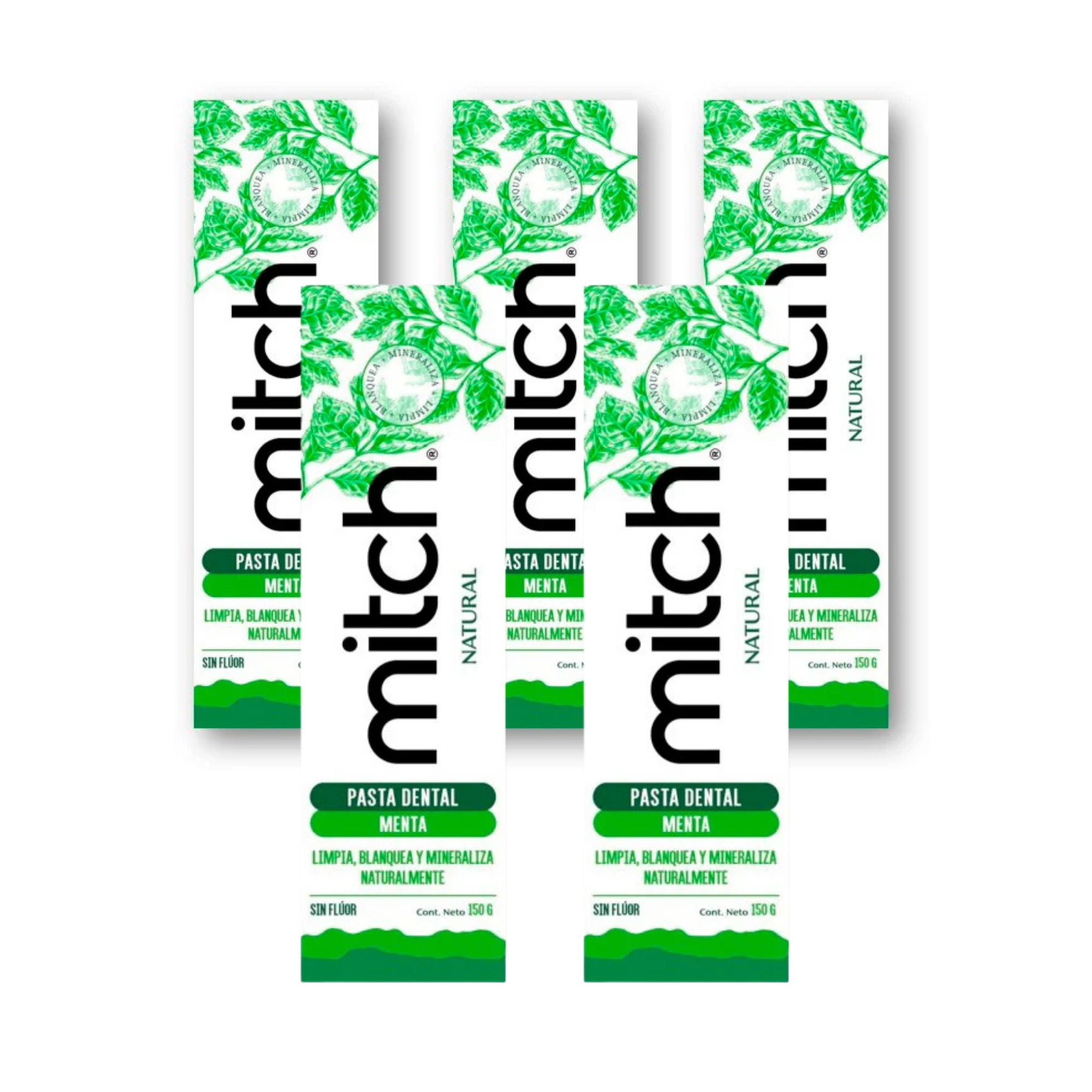 5 Pack Pasta Dental Mitch Sin Fluor 100% Natural Sabor Menta | Bodega ...