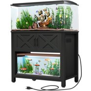 Black Luxury 125Gal LED Aquarium Kit, Large Glass Fish Tank with Tri ...