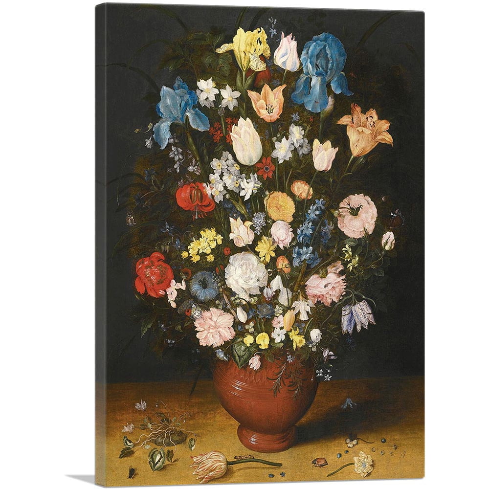 ARTCANVAS Still Life with Irises Tulips Roses Narcissi and Fritillary ...
