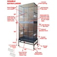"76"" XL Stackable Wrought Iron Bird Cage, Double Stacker Flight Parrot ...