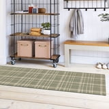 Better Homes & Gardens Light Green Plaid Wool Indoor Runner Rug, 2'x6 ...