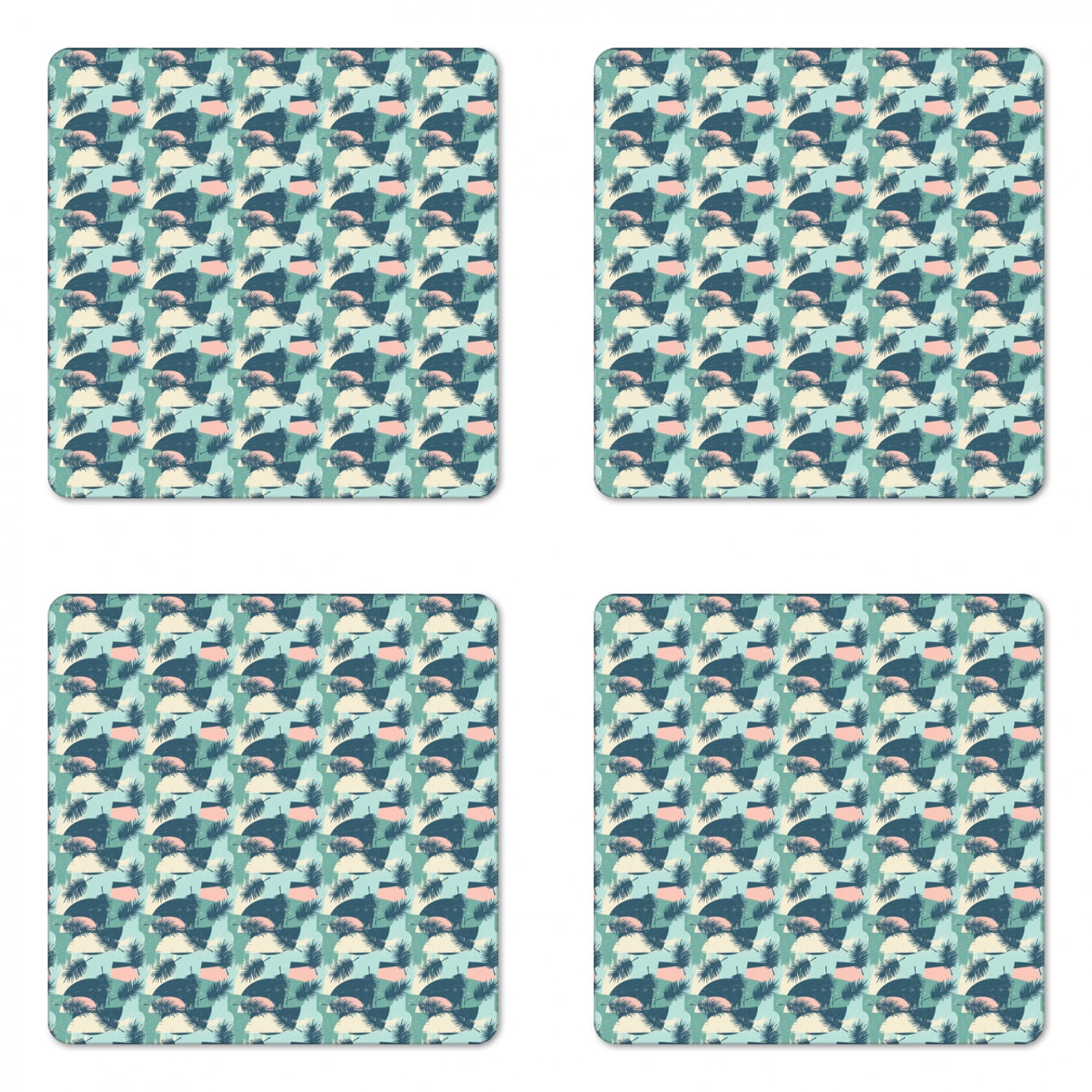 Tropical Coaster Set of 4, Hawaiian Leaves Plants and an Background ...