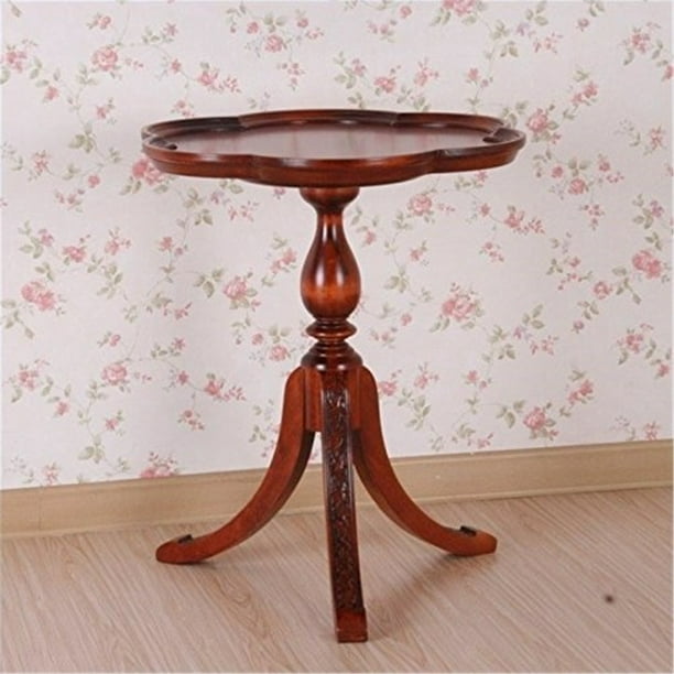 Windsor Carved Wood Scalloped Round Table - Walnut - Walmart.com
