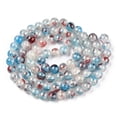 Baking Painted Glass Bead Strands with Gold Powder Round Deep Sky Blue ...
