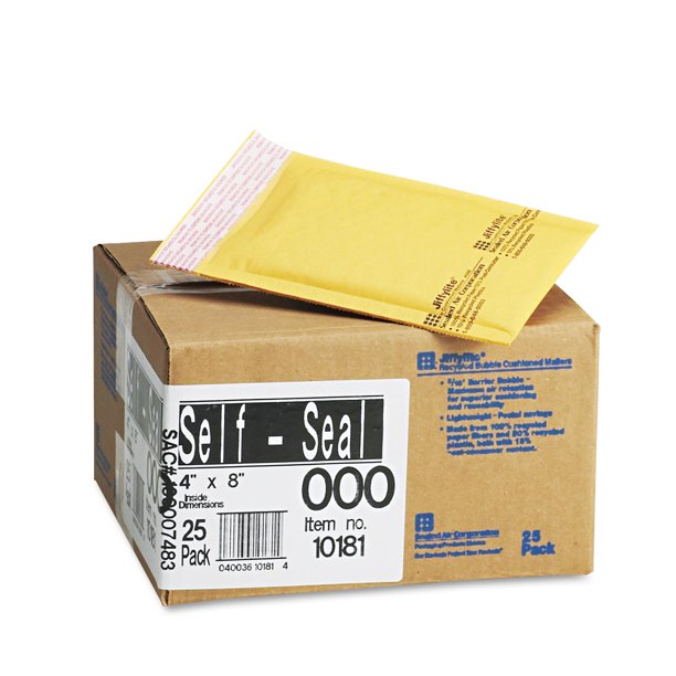 Sealed Air JiffyLite Cellular Cushioned Mailer, #000, 4"x8", 25 pack ...