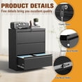 3-Drawer Lateral File Cabinet with Lock, Black Metal Filing Cabinet for ...