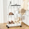 3 Tier Slim Rolling Storage Cart, Skinny Bathroom Organizer with Wheels ...