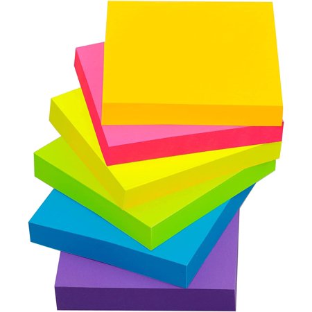 Sticky Notes 3 x 3 in, 6 Colors Post Self Sticky Notes Pad Its, Bright ...