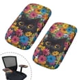 SCRAWLGOD Cat Daisy Print Office Chair Armrest Pads Washable ...