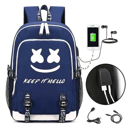 Dj Marshmello Backpack Usb Students Kids School Bag Travel Bag Shouder ...