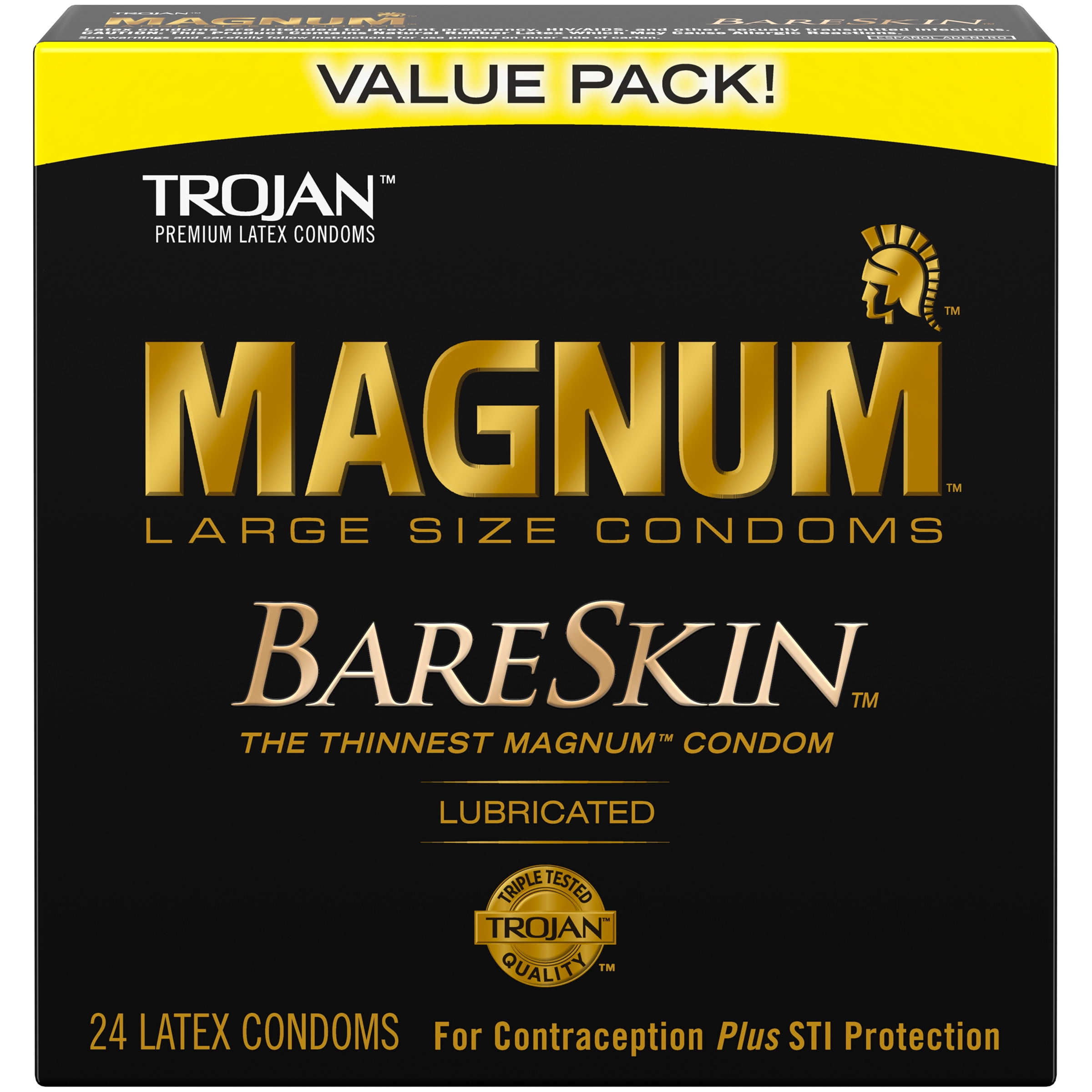 TROJAN MAGNUM BARESKIN Large Size Condoms 24 Count Walmart