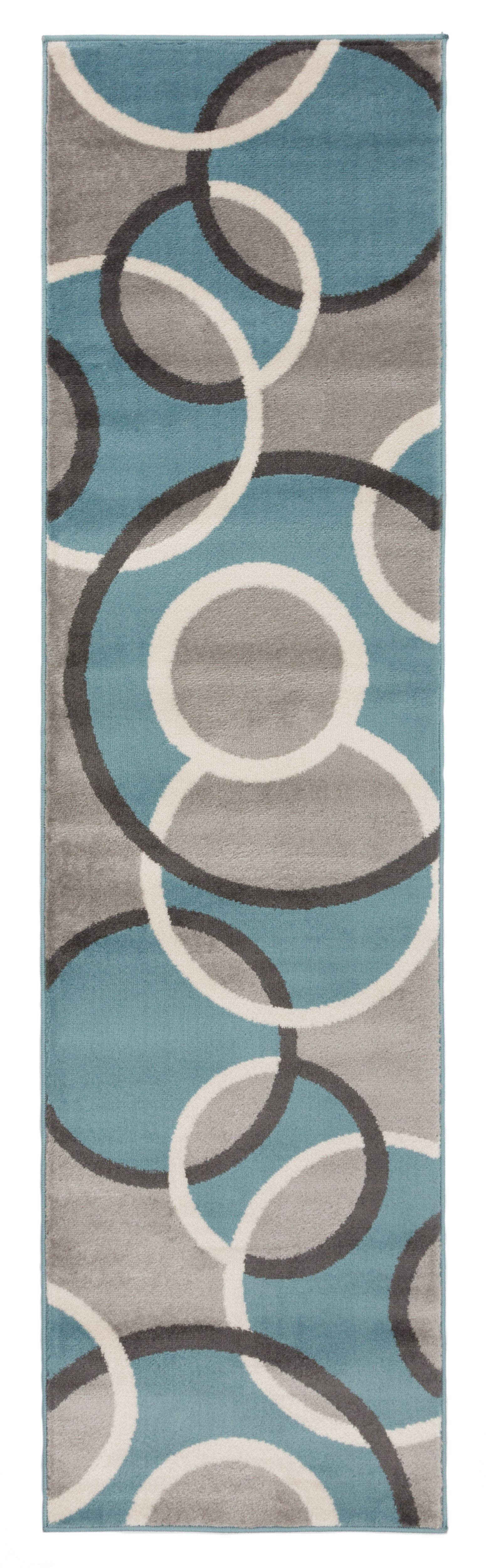 Contemporary Abstract Circles Area Rug 2' x 7' 2" Blue - Walmart.com