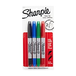 Sharpie® Twin-Tip Permanent Markers, Assorted Basic Colors, Pack Of 4 ...