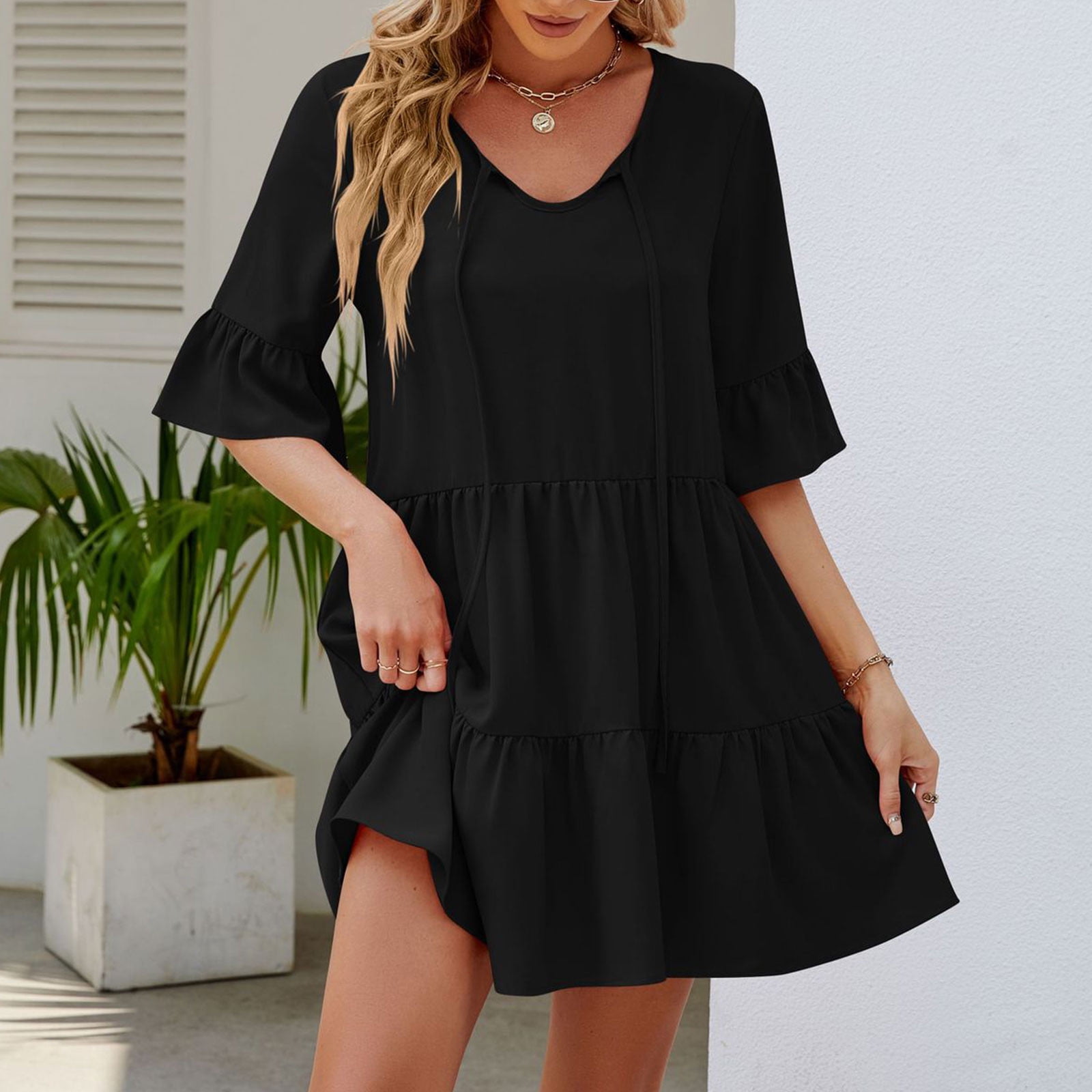 Click here for Lovzfmll Women Fashion Loose Round-Neck Summer Sol... prices