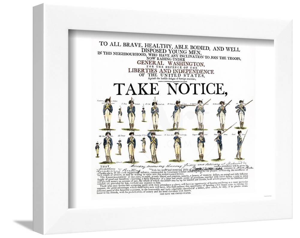 Recruitment Poster for Continental Soldiers to Serve in the American ...
