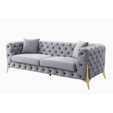 ACME Pyroden Sofa in Black Velvet & Chrome Finish - Walmart.com