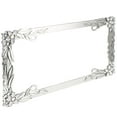 Auto Drive Silver Metal License Plate Frame with 3D Daisy Bling ...