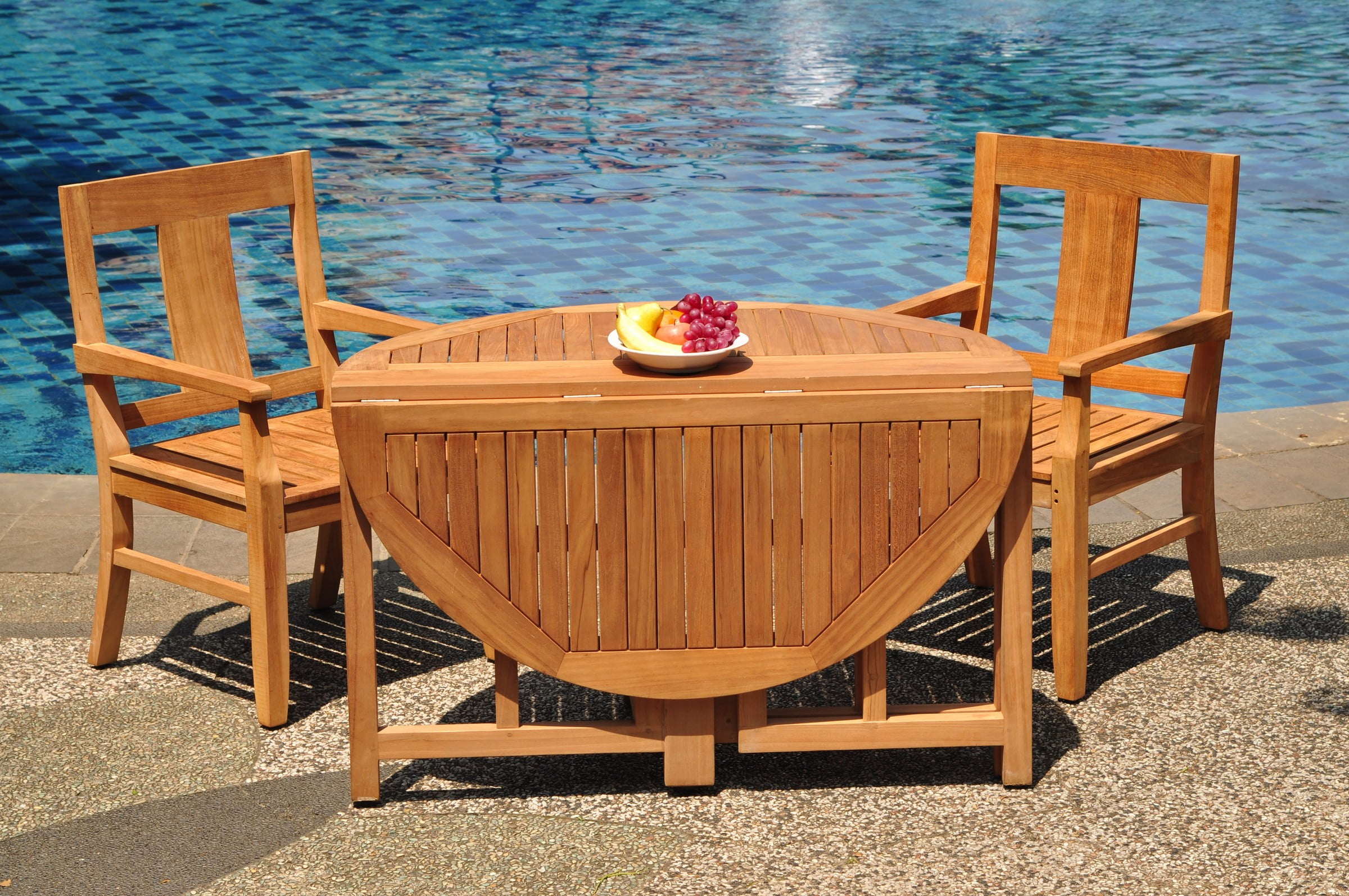 Grade-A Teak Dining Set: 2 Seater 3 Pc: 48" Round Butterfly Table And 2 ...