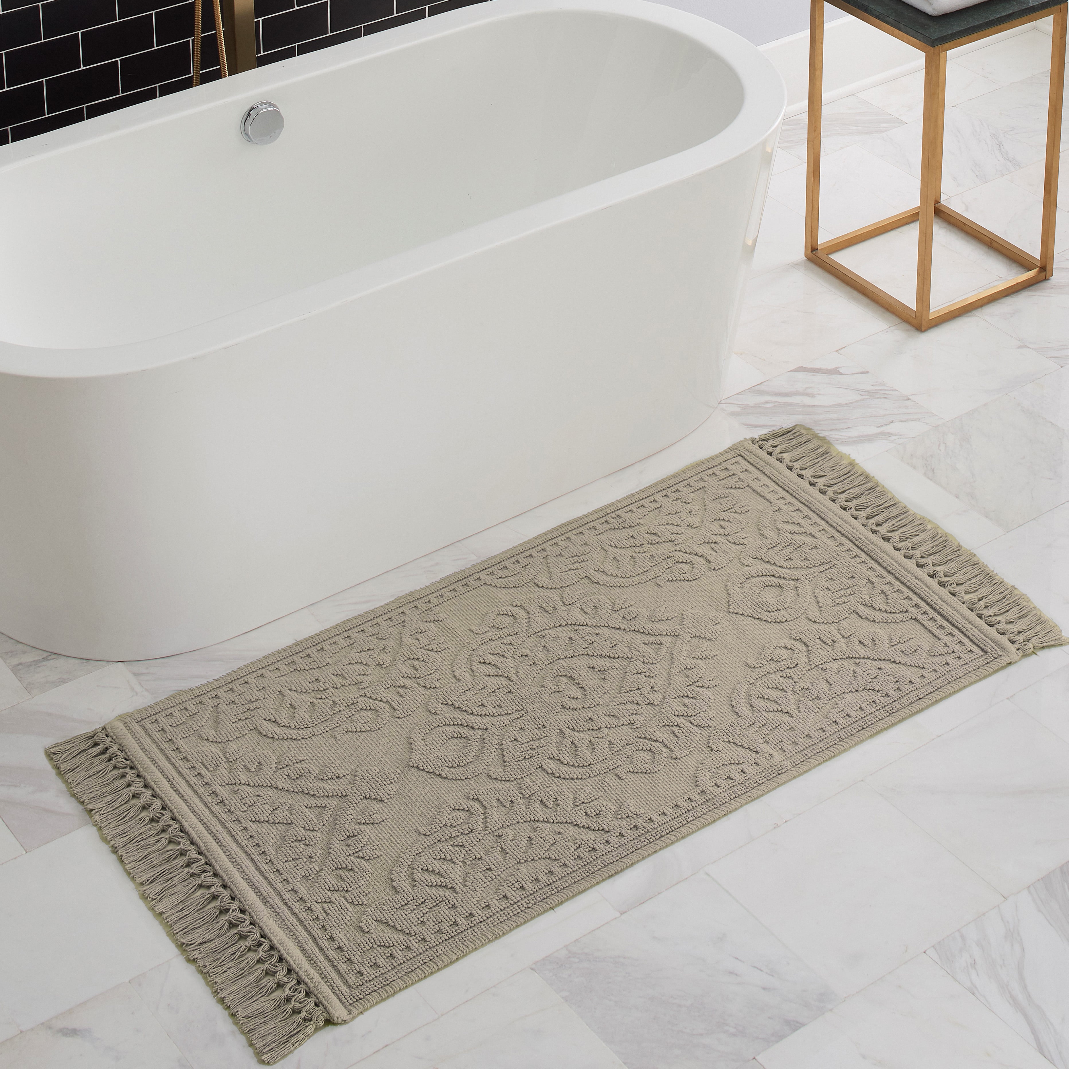 Jean Pierre Ricardo Cotton Fringe 27 x 45 in. Bath Rug, Linen - Walmart.com