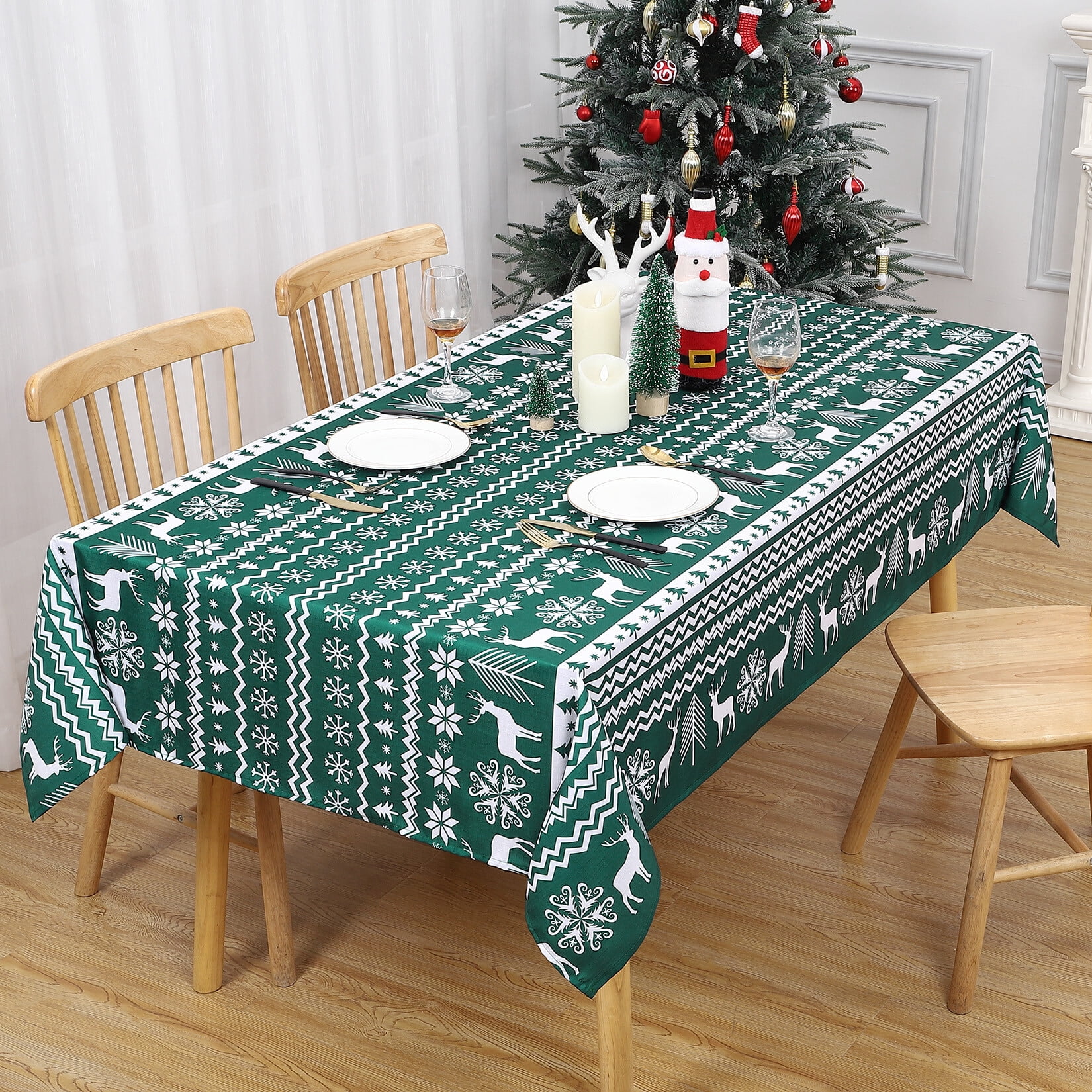 Sakiyrr Rectangle Bohemian Christmas Tablecloth Table Cover for Xmas ...