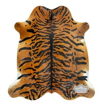 Free Shipping! 100% Genuine Leather Cowhide Rug with Tiger Print ...
