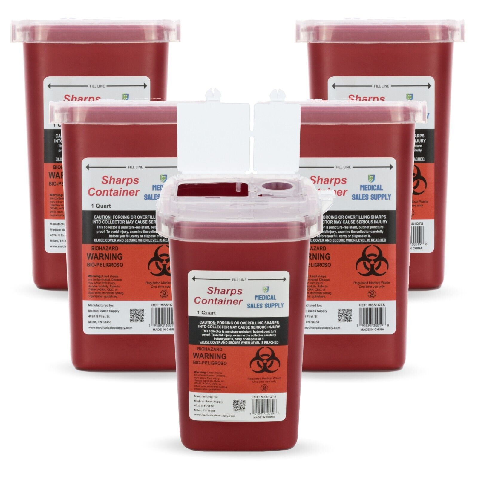 1 Quart | Biohazard Needle and Syringe Disposal Sharps Container with ...